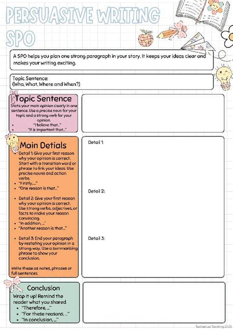 Persuasive Planner Pack Thesis Statement And Cornell Notes Mpospo Pdf