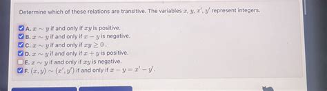 Solved Determine Which Of These Relations Are Transitive