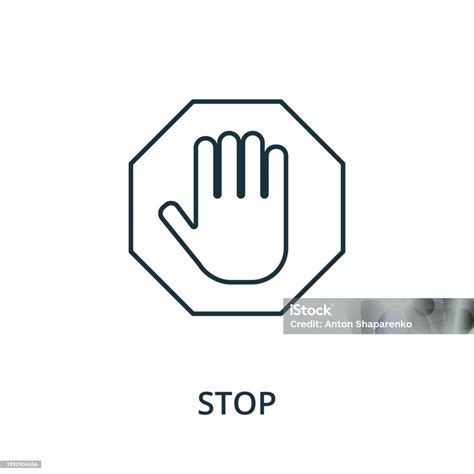 중지 아이콘입니다 탐색 컬렉션의 선 스타일 요소입니다 템플릿 인포그래픽 등을 위한 씬 스톱 아이콘 검은색에 대한 스톡 벡터 아트 및 기타 이미지 Istock