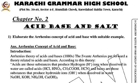 Education Is The Key To Success Chapter No 2 Acid Base And Salt Chemistry For Class X