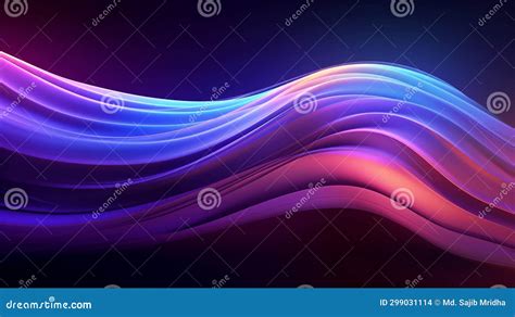Abstract Gradient Neon Lights Big Neon Wave Background Ai Generated Stock Illustration