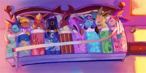 Eevee And Friends Dreaming Together Pokemon O Pokemon Evoluções Do Pokémon Eevee