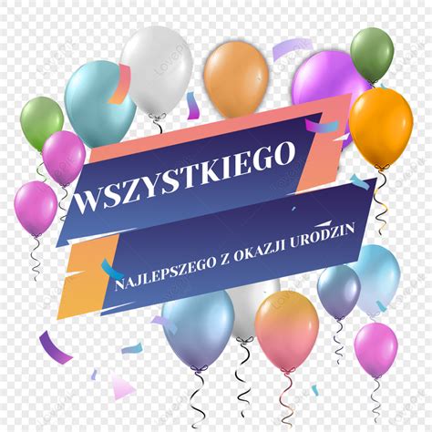 다채로운 풍선 생일 일러스트 카드 폴란드어삽화제전 Png 일러스트 무료 다운로드 Lovepik