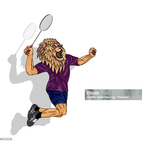 배드민턴 선수 인간의 신체에 사자 강타 하는 바 미노 욘에 점프 경기 스포츠에 대한 스톡 벡터 아트 및 기타 이미지 경기 스포츠 경쟁 그림자 Istock
