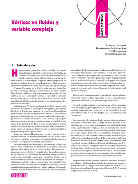 Vortices En Fluidos Y Variable Compleja Pdf Mecánica Hamiltoniana