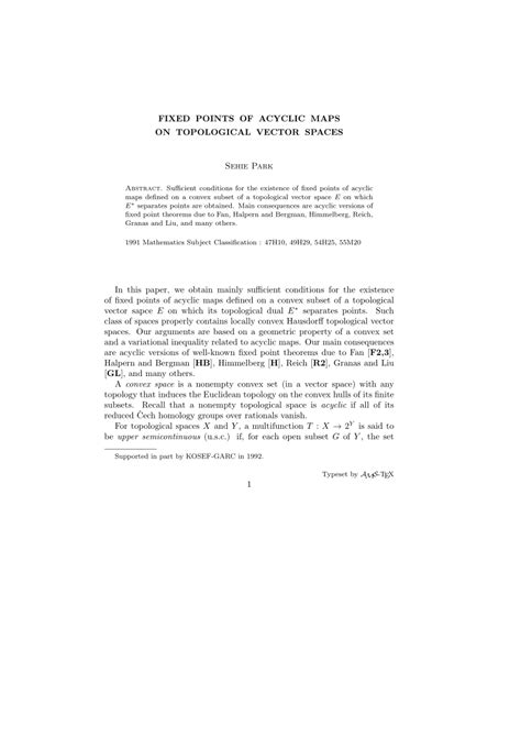 Pdf Fixed Points Of Acyclic Maps On Topological Vector Spaces Wcna