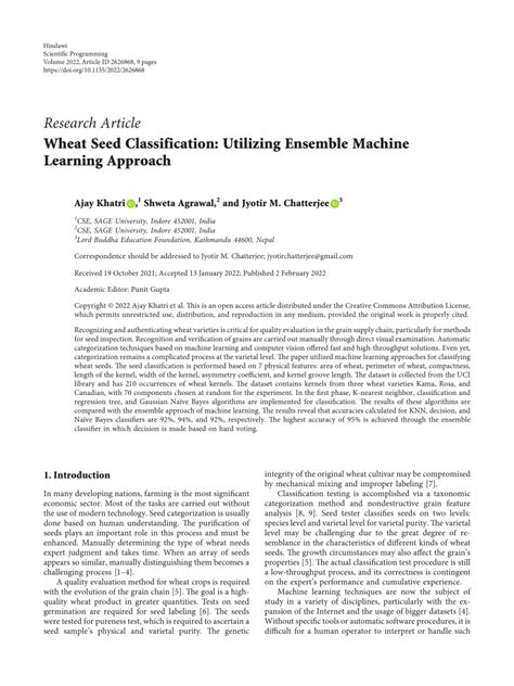 Pdf Wheat Seed Classification Utilizing Ensemble Machine Learning Approach