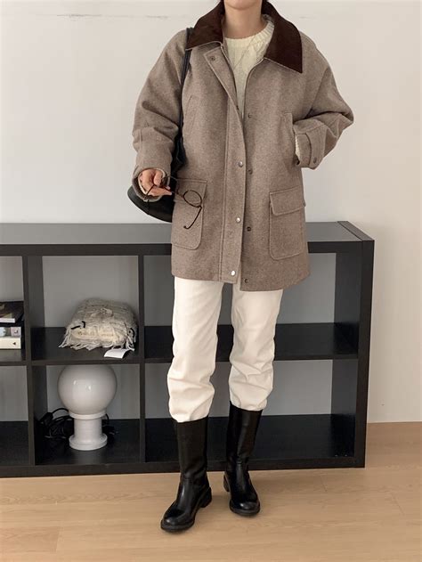 고퀄누빔안감 배색카라하프코트2온스누빔루즈핏 에이블리