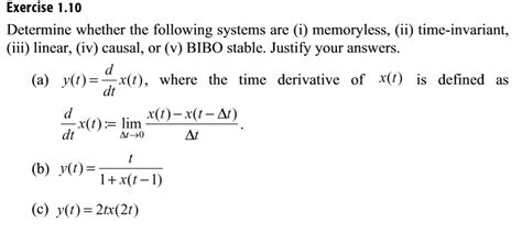 solved exercise 1 10 determine whether the following systems are i