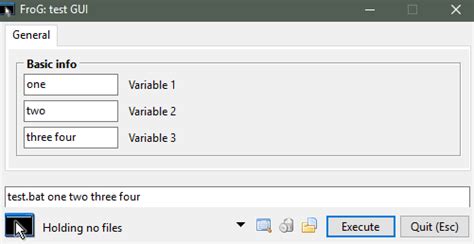 xml pass windows batch variables with spaces in frog gui stack