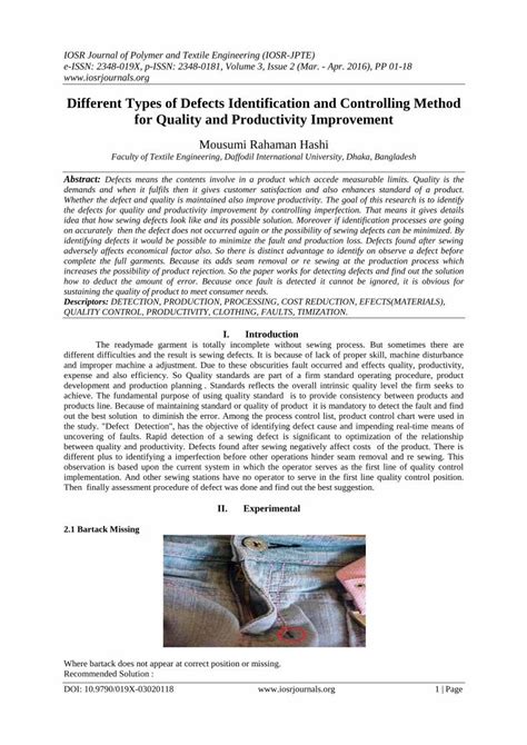 Pdf Different Types Of Defects Identification And Controlling … Iosr Jpte