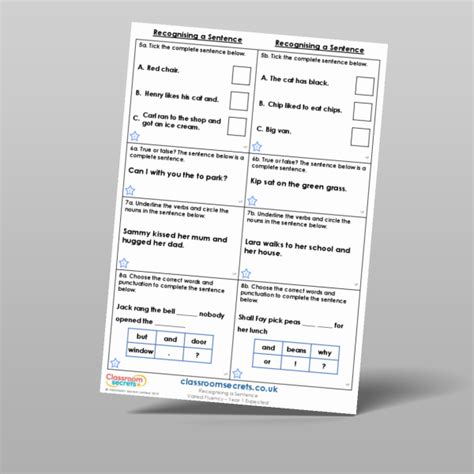 Year 1 Recognising A Sentence Varied Fluency 2 Resource Classroom Secrets