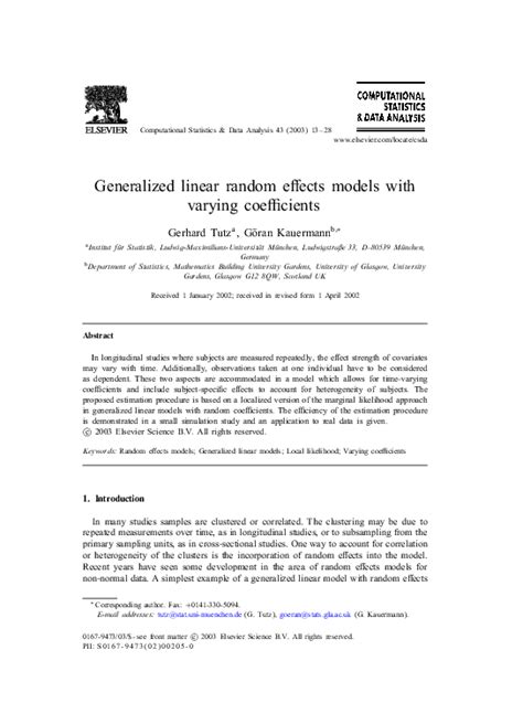 Pdf Generalized Linear Random Effects Models With Varying Coefficients