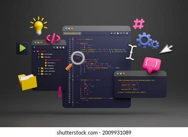 Programmer Developer Typing Script Source Languages Stock Illustration