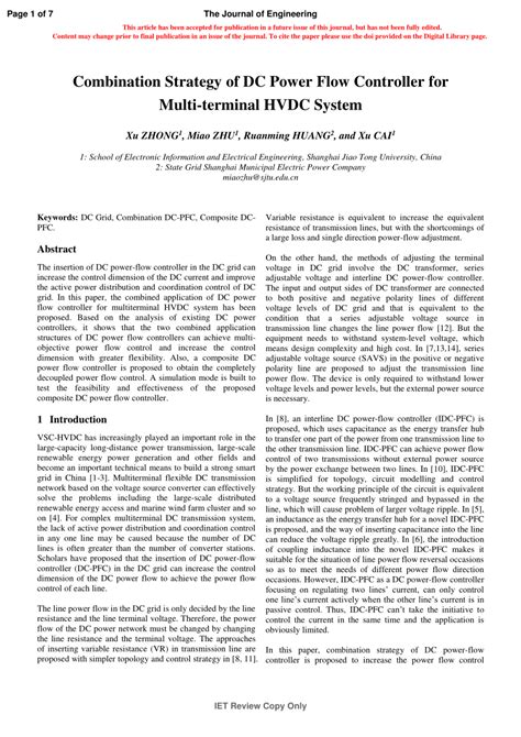 Pdf Combination Strategy Of Dc Power Flow Controller For Multi