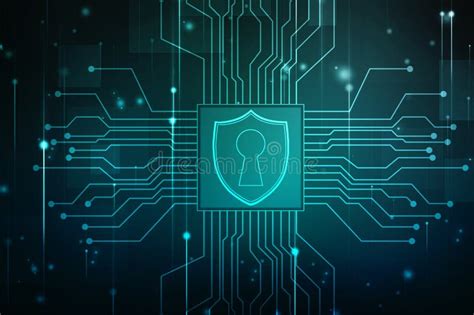 Protect And Security Concept Digital Shield On Abstract Technology Background Stock