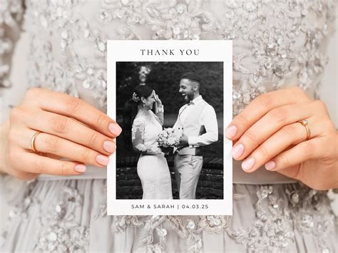 Personalized Photo Wedding Thank You Cards A6 Size Free Envelopes Etsy