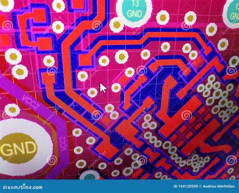 Abstract View Of Pcb Design From Computer Screen Stock Image Image Of Microwave Connection