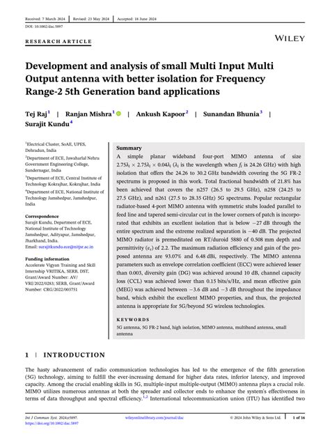 Pdf Development And Analysis Of Small Multi Input Multi Output