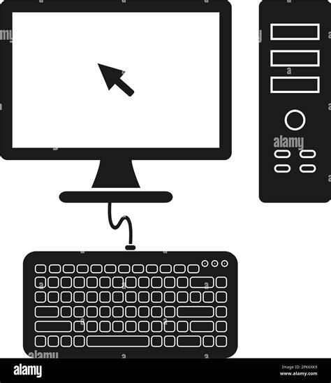 Computer Cpu And Keyboard Icon Set Flat Style Vector Eps Stock Vector