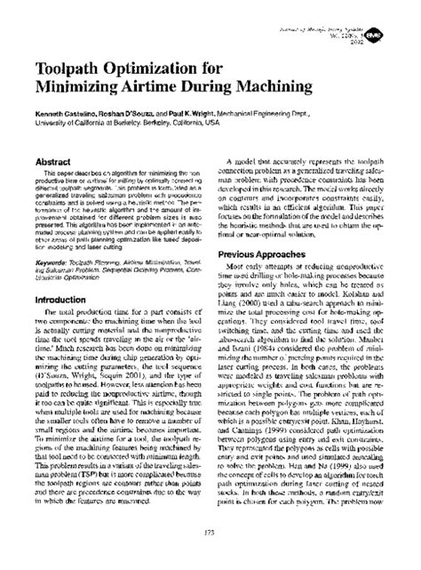 Pdf Toolpath Optimization For Minimizing Airtime During Machining
