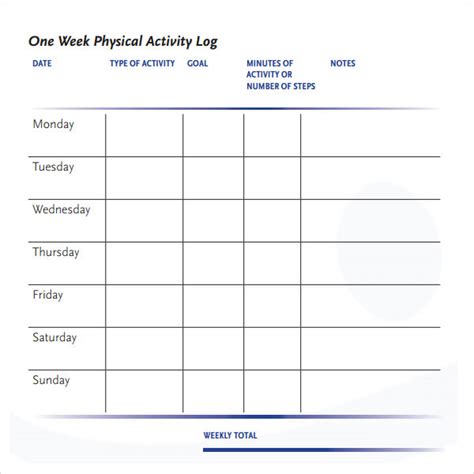 10 Activity Log Templates Word Excel And Pdf Templates