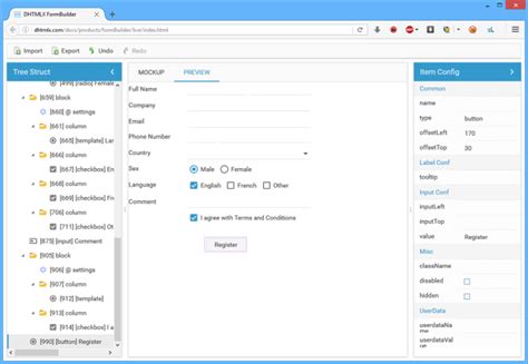 creating registration form with online form builder