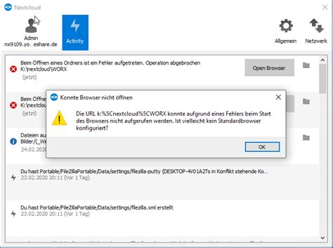 Desktop Desktop Sync Client Not Working Network Issues Deutsch German Nextcloud