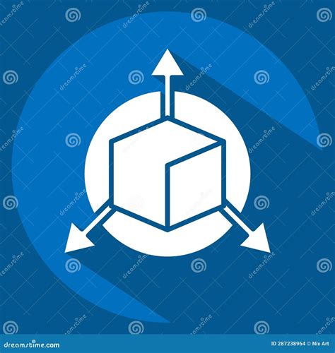 Icon Three Dimensional Object Related To 3d Visualization Symbol Long Shadow Style Simple