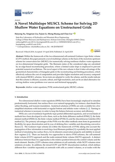 Pdf A Novel Multislope Muscl Scheme For Solving 2d Shallow Water Equations On Unstructured Grids
