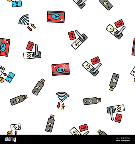 Nfc Technology Contactless Vector Seamless Pattern Thin Line