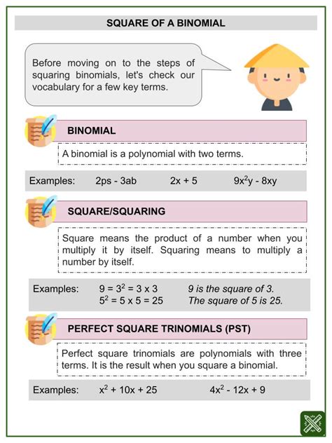Square Of A Binomial Wonders Of The World Math Worksheets