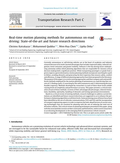 Pdf Real Time Motion Planning Methods For Autonomous On Road Driving