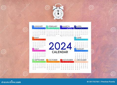 12 Months Desk Calendar 2024 And Pen Royalty Free Stock Image 294444082