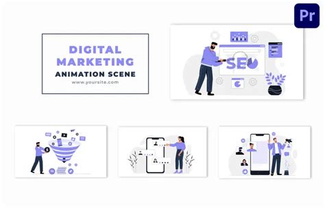 Digital Marketing Analytics Flat Design 2d Animation Scene Premiere Pro Templates