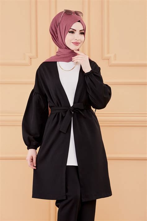 Ensemble Habillé Pour Femme Veste Et Pantalon Tenue Classique Pour Hijab Couleur Noir