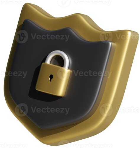 3d Render Shield With Key Lock Secure Protection Security Safe Guard