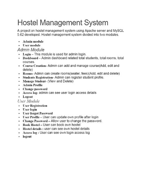Hostel Management System Pdf