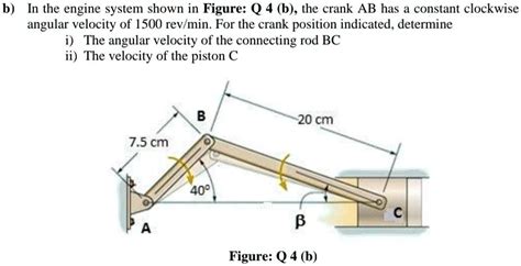 B In The Engine System Shown In Figure Q 4 B The Crank Ab Has A Constant Clockwise Angular