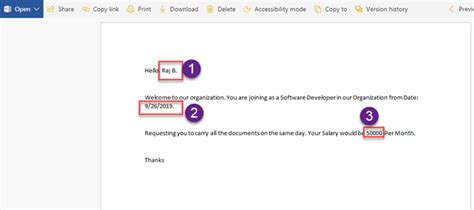 generate ms word document consuming sharepoint list data from a document template using ms flow
