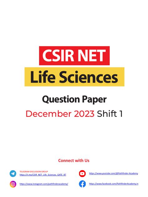 Csir Net Life Sciences December 2023 Shift 1 Question Paper Pdf