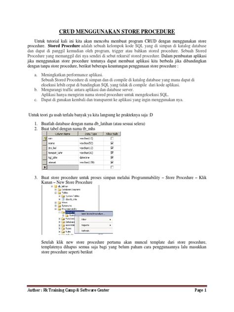 Crud Simpan Ubah Hapus Menggunakan Store Procedure Pdf