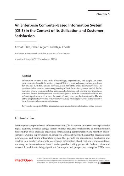 PDF An Enterprise Computer Based Information System CBIS In The