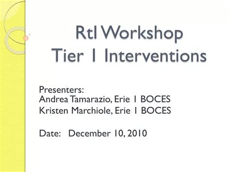 PPT RtI Workshop Tier 1 Interventions PowerPoint Presentation Free Download ID 3756717