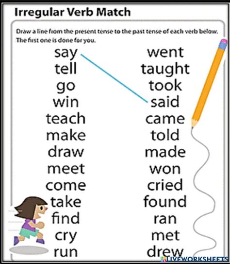 Irregular Verb Match Online Exercise For Live Worksheets