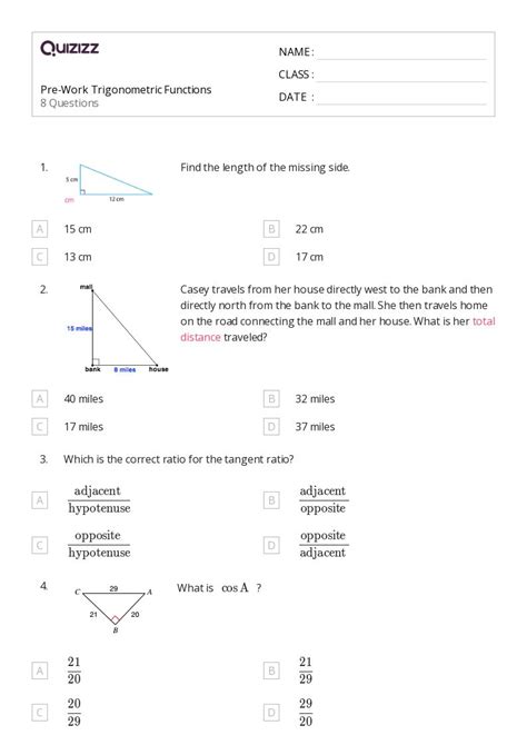 50 Derivatives Of Trigonometric Functions Worksheets For 9th Class On Quizizz Free And Printable