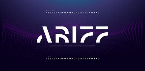 추상 현대 알파벳 글꼴입니다 타이포그래피 전자 디지털 게임 음악 미래 창조적 인 기울임꼴 글꼴 디자인 개념 벡터 일러스트 컴퓨터