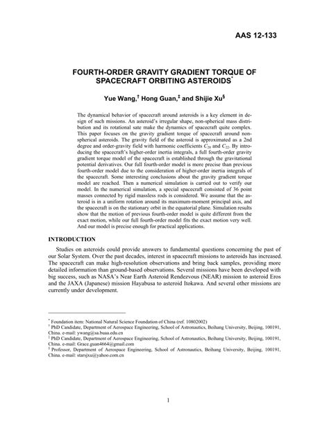 Pdf Fourth Order Gravity Gradient Torque Of Spacecraft Orbiting Asteroids
