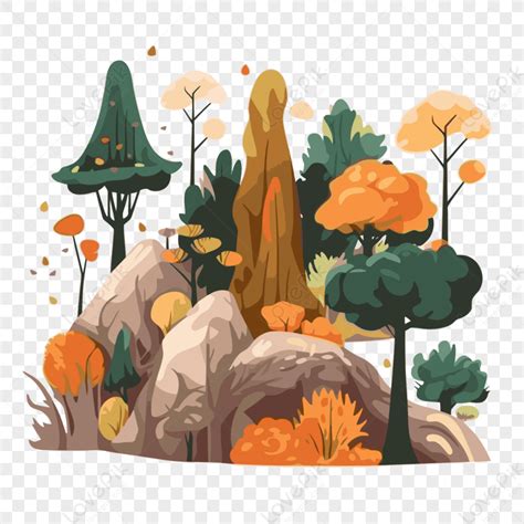 Gambar Hutan Clipart Hutan Hutan Terisolasi Vektor Ilustrasi Kartun Png