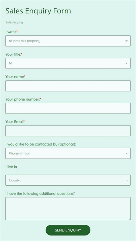 Free Online Project Enquiry Form Template 123formbuilder